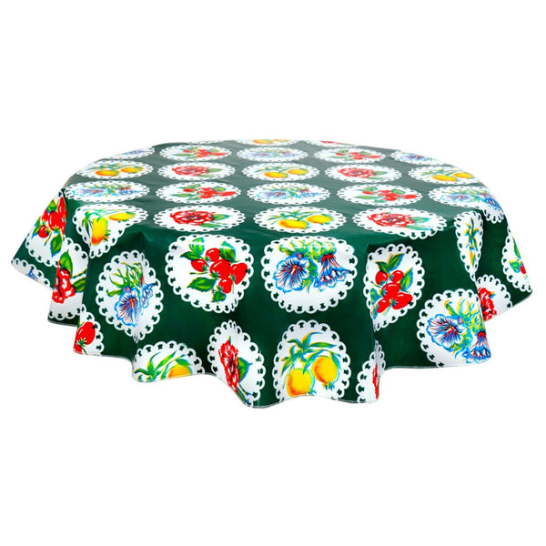 Round Oilcloth Tablecloths - Round Doily 2 Dark Green | Freckled Sage