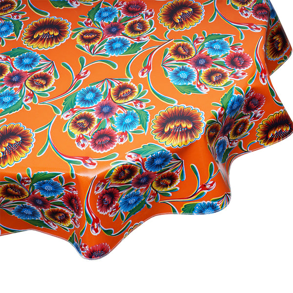 Round Oilcloth Tablecloth in Bloom Orange – Freckled Sage